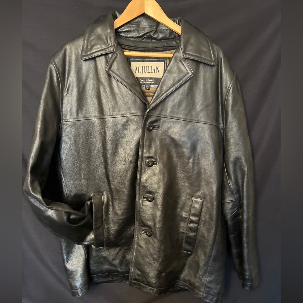 Vtg M Julian Wilson Mens Black Leather Jacket Removab… - Gem